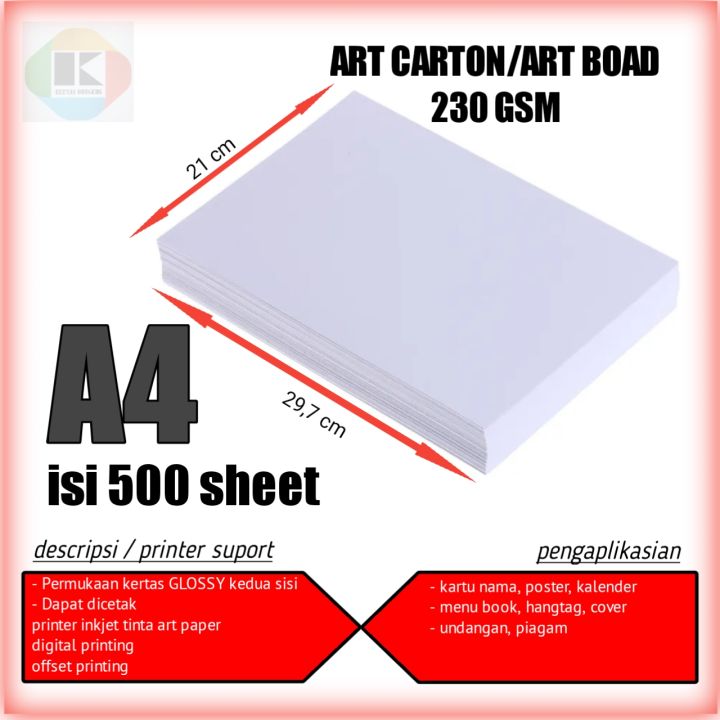 kertas art carton 230 gsm 1 rim A4 kertas art karton 230 gsm satu rim ...