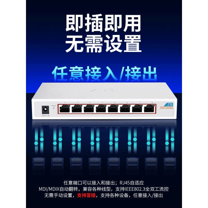 ZTE 8-port 2.5GE switch 8-port compatible Gigabit network cable ...