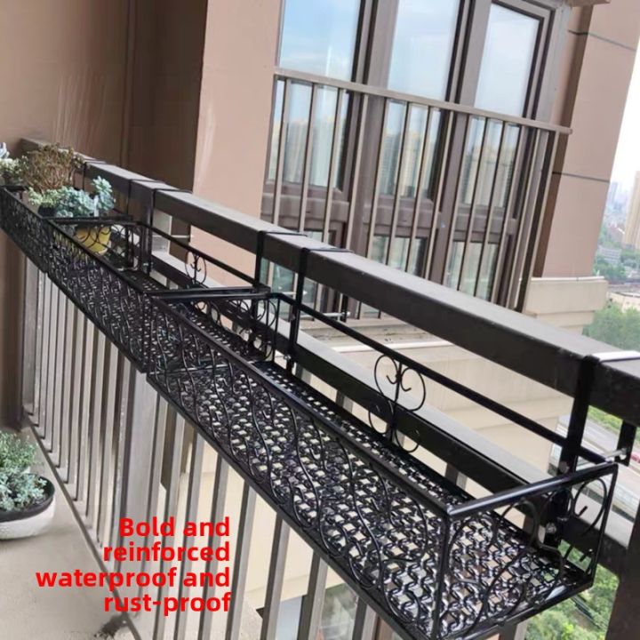 Balcony Hanging Flower Rack Jardiniere Multi-Layer Guardrail Indoor and ...