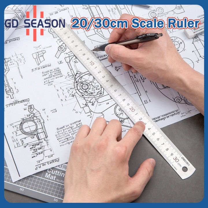Stainless Steel Measuring Double-sided Scale Ruler 20cm/30cm High ...