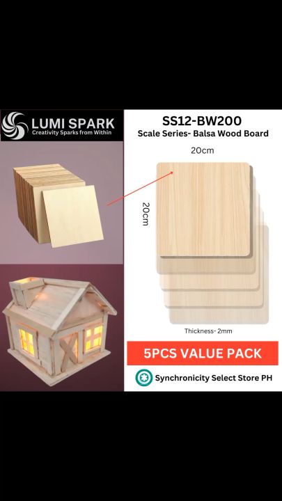 Balsa Wood 200mm x 200mm x 2mm | SS12-BW200 | For Scale Model House ...