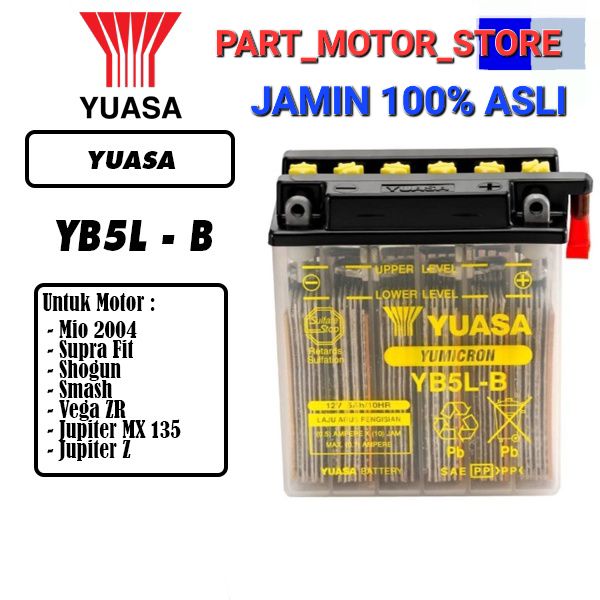 AKI MOTOR MIO SPORTY, MIO SMILE, VEGA ZR, ACCU JUPITER Z BURHAN YB5L-B YUASA ORIGINAL | Lazada ...