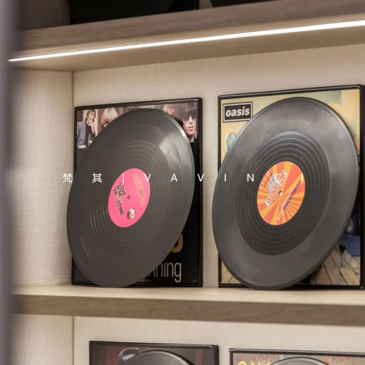 Fanqi แผ่นเสียงไวนิลแบบโบราณทันสมัยเรียบง่ายแผ่นเสียงจำลองของประดับตก ...