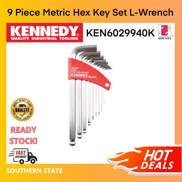 Kennedy 9 Piece Metric Hex Key Set L-Wrench KEN-602-9940K | Lazada