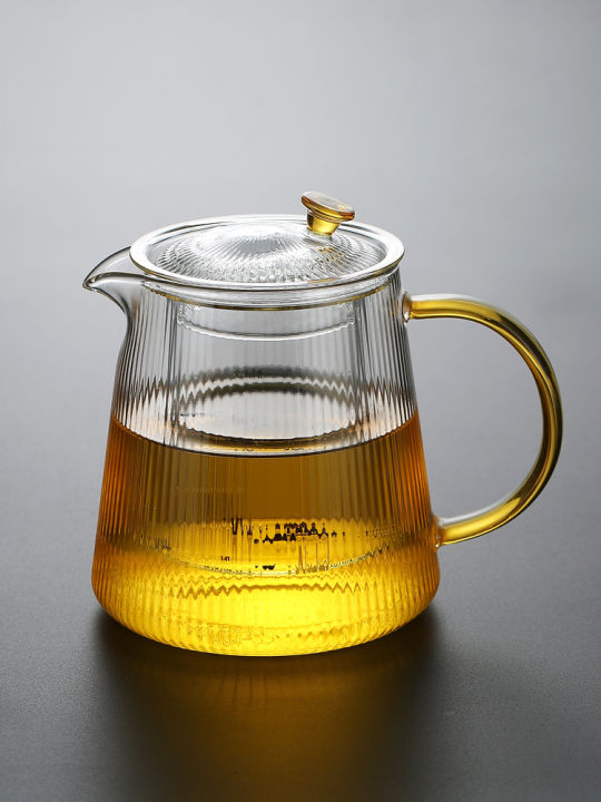 Thickened Heat Resistant Glass Tea Pot Single Body Flower Tea Strainer ...