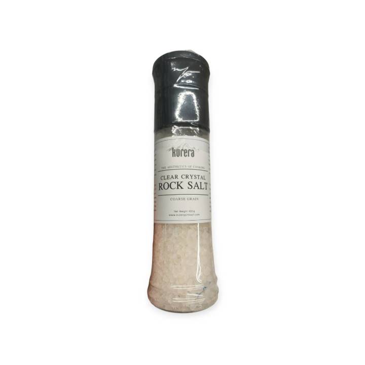 Kurera Clear Crystal Rock Salt 400g.เคียวล่าเกลือสีขาวชนิดเกล็ดหัวบด ...