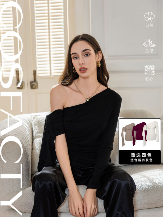 เสื้อยืดคอกลมแขนยาวผู้หญิง CF Songshi ทรงสลิมฟิต เส้นใยโพลีเอสเตอร์ 100 ...