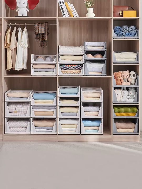 Elegant Stackable Wardrobe Organizer Storage Box with Adjustable ...