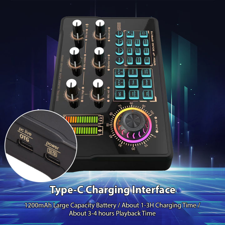 Live Sound Card Audio Recording Professional Sound Card Mixer with DJ ...