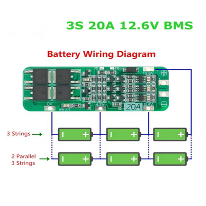 3S 20A Li-ion Lithium Battery 18650 Charger PCB BMS Protection Board For Drill Motor 12.6V Lipo ...