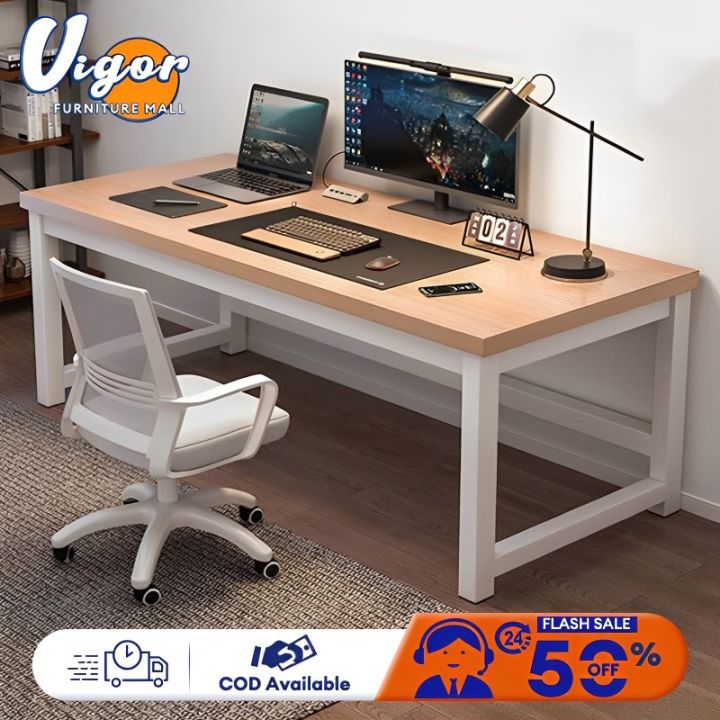 VIGOR โต๊ะยาว160CM โต๊ะคอมพิวเตอร์ หลายที่นั่ง ไม้เนื้อแข็งส ไตล์เรียบ ...