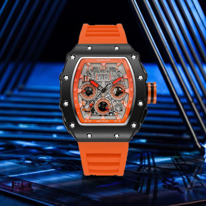 Casual Advanced Trend Automatic Quartz Hollow Luminous Sports Barrel ...