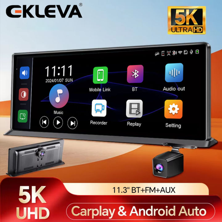 EKLEVA 5K Dash Cam 11.3" Touch Screen Car Camera 5G WiFi Wireless ...