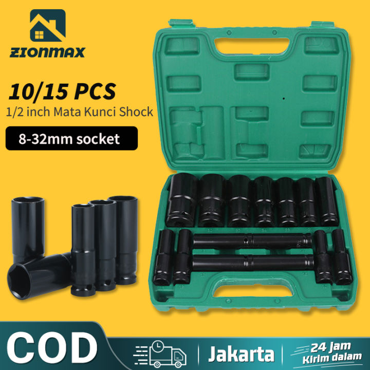 10/15Pcs 1/2 Inch Mata Kunci Shock Impact / Kunci Sok Impact Socket 1/2 ...