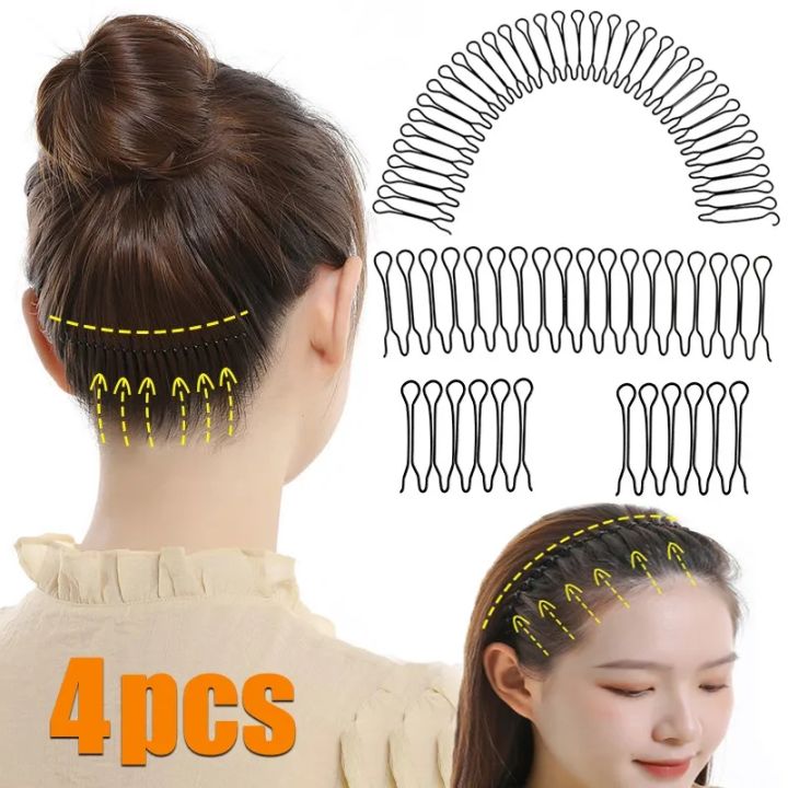 4Pcs Women Invisible Broken Hair Clip Hairpin Black Acrylic Curve ...