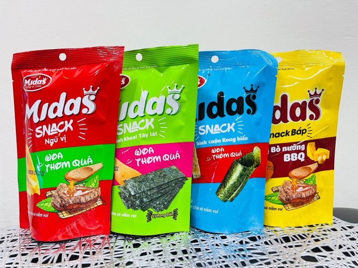 COMBO 10 gói Bim bim snack Midass 5 vị (ngũ vị, khoai tây lát, rong ...