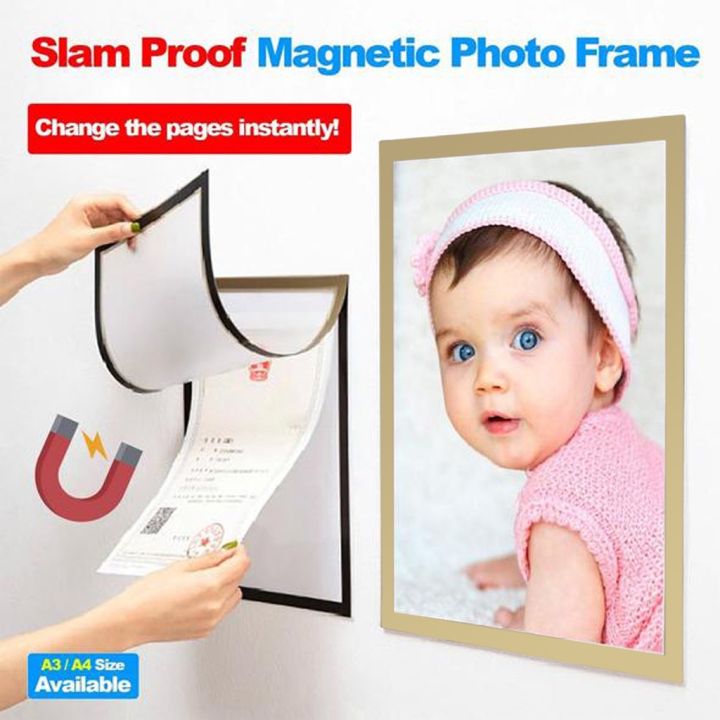 A4 Magnetic photo Frame Paper Info Display Wall Poster Door Sign Holder ...