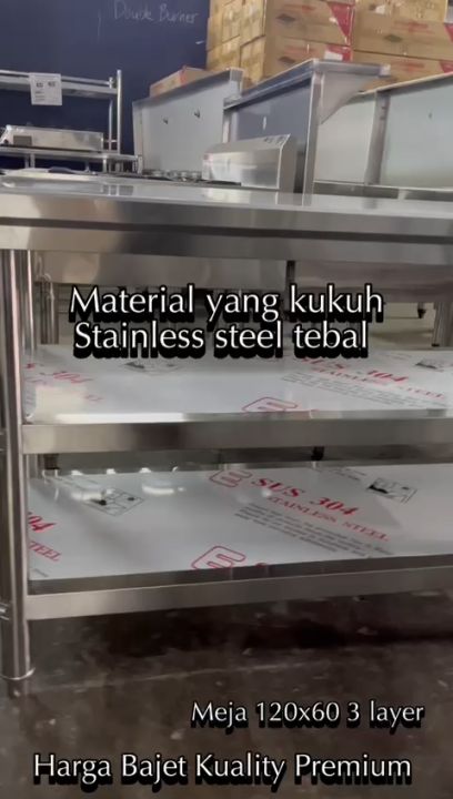 MEJA BUDGET 100/120/150/180CM STAINLESS STEEL WORK TABLE TAHAN BERAT ...