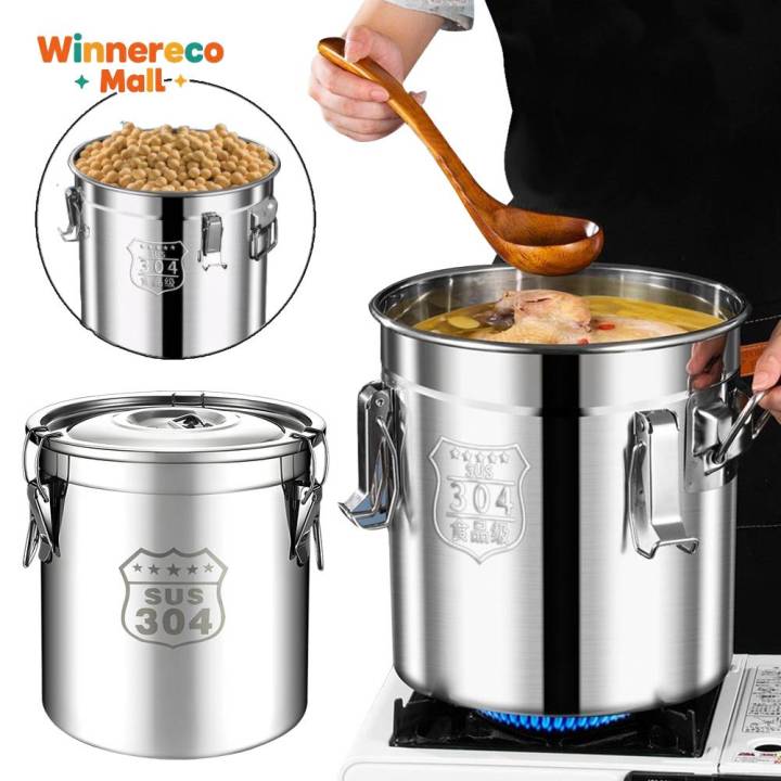 304 metal stainless steel airtight food container 25kg rice storage ...