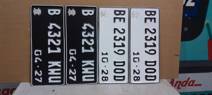 plat motor standar hitam dan putih font baru | Lazada Indonesia
