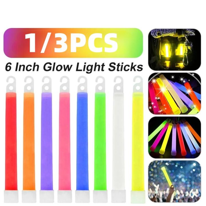 1-3PCS 6-Inch Disposable Glow Sticks Outdoor Night Camping Climbing Sos ...