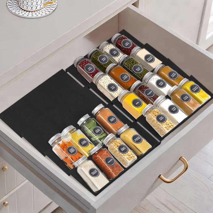 Spice Drawer Organizer Adjustable Spice Rack for Spice Jars 4 Layers ...