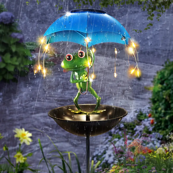 Solar Powered Frog Statue Street Light Garden Decoration Outdoor ...