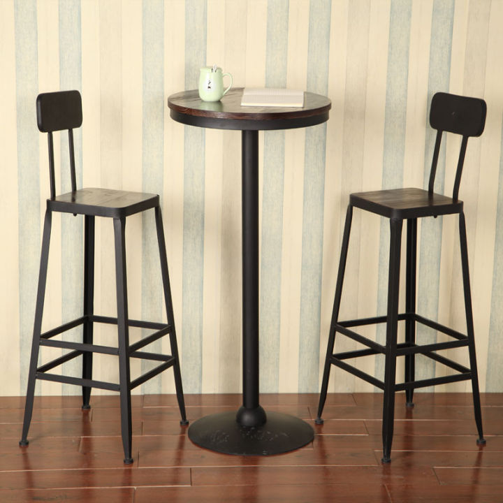 Bar Stool Solid Wood European Style Iron Art Bar Chair Bar Stool Modern ...
