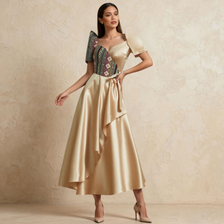 Amyenjoylife Filipiniana Modern Dress Bohemian Style Patchwork Puff ...