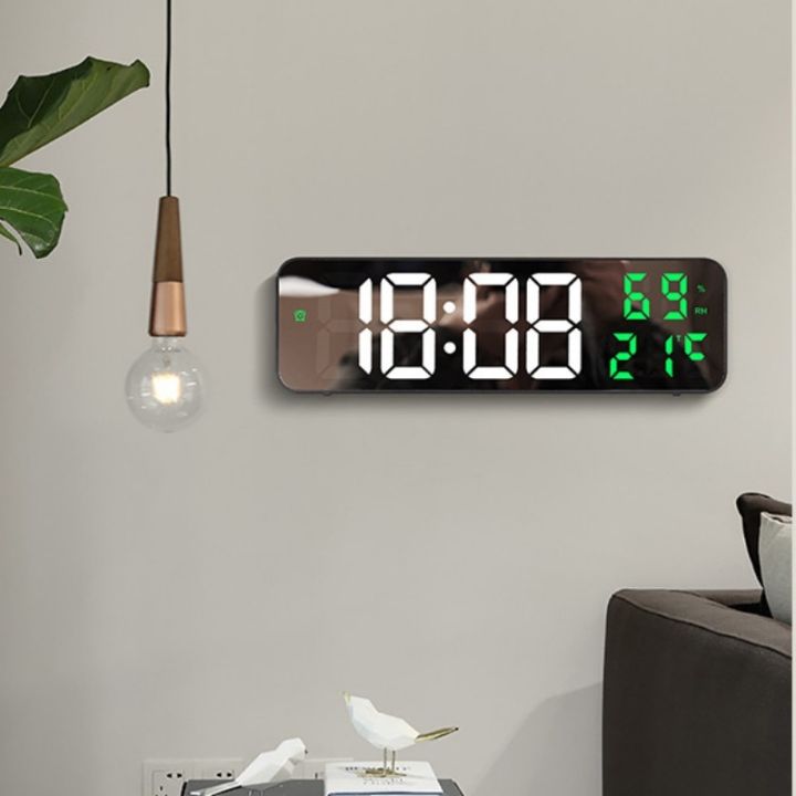 9 Inch Large Digital Wall Clock Temperature Humidity Night Mode Snooze ...