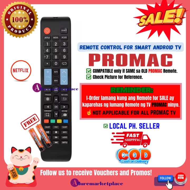 PROMAC Smart Android TV Remote Replacement Remote for Promac TV Remote ...