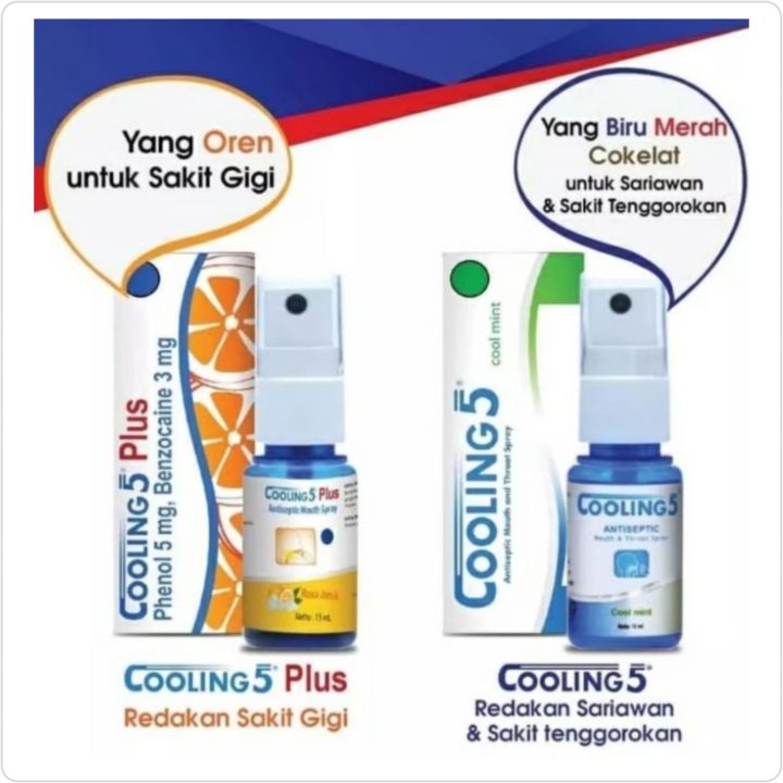 Cooling 5 PLUS Obat Sakit Gigi Spray 15ml Sariawan dan Kesehatan Mulut ...