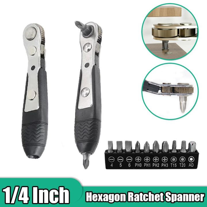 Hexagon Ratchet Spanner 1/4 Inch Hex Quick Release Socket Household ...
