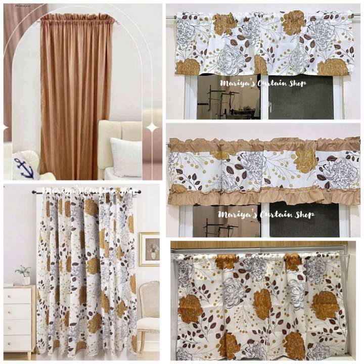 Camilla Mocha Design Curtain Non-Ring Us Katrina Makapal Fabric | Lazada PH