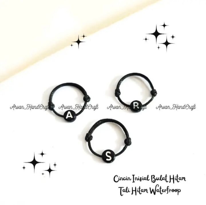 Cincin custom inisial huruf A-Z tali korea waterproof // Cincin inisial ...
