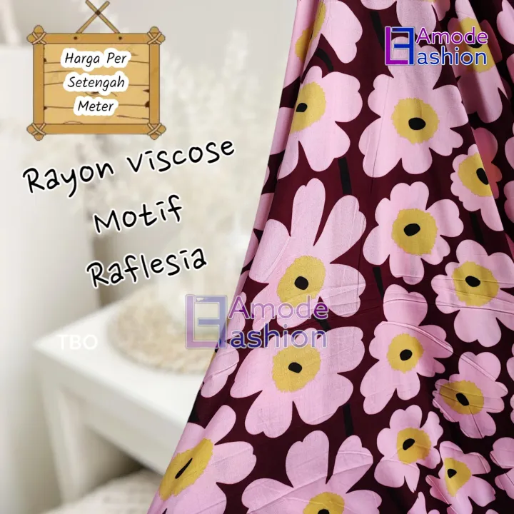 Kain Rayon Viscose Motif Raflesia | Lazada Indonesia