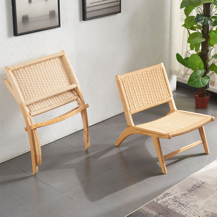 Scandinavian Rattan Recliner Log Leisure Chair Lazy Bone Chair Solid ...