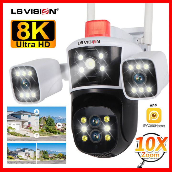 LS VISION 16MP 4-Lens 3-Screen Wifi Security Camera Three-way Video 10X ...