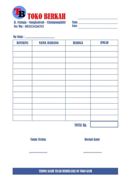 Nota Custom 1play & 2play, bon, nota caffe, nota loundry, nota olshop ...