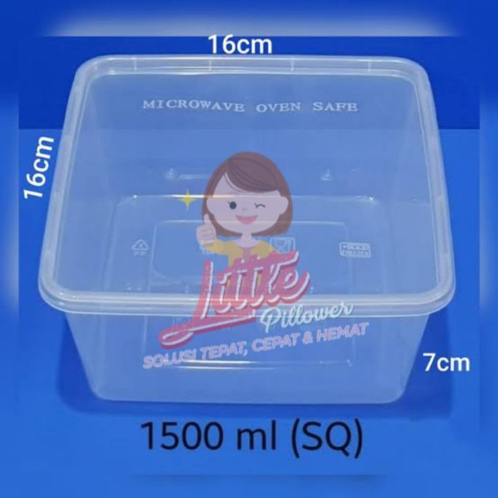 (ISI 25PCS - KOTAK 1500ML) Kotak Plastik Bening 1500ml / Tempat Makan ...
