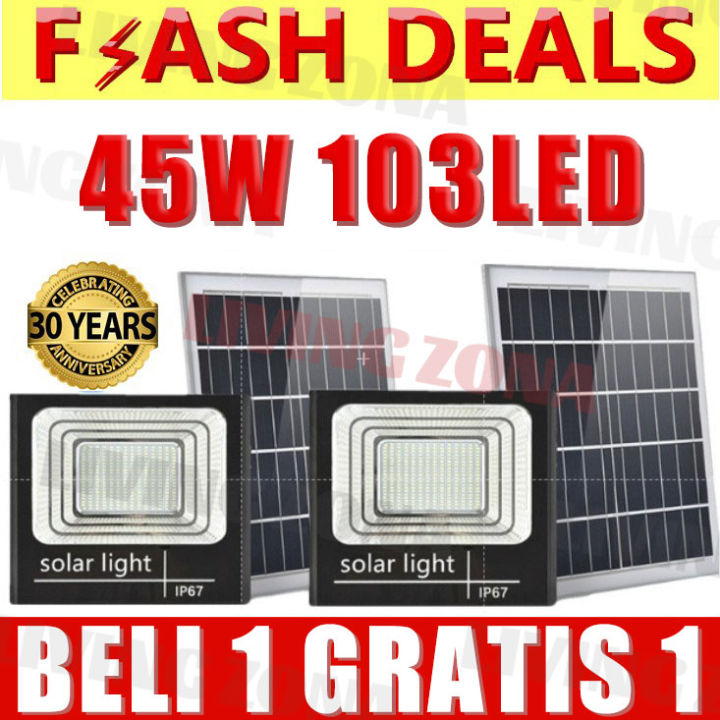 BELI 1 GRATI 1 Lampu Sorot Solar Cell 45 Watt Lampu Led Tenaga Matahari ...