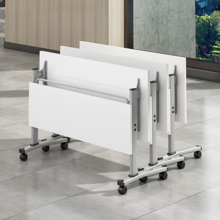 Foldable Extendable Conference Table White Training Desk with Wheels ...