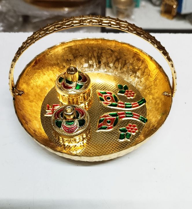 traditional Kumkum chimil dabbi gold design 1PC | Lazada