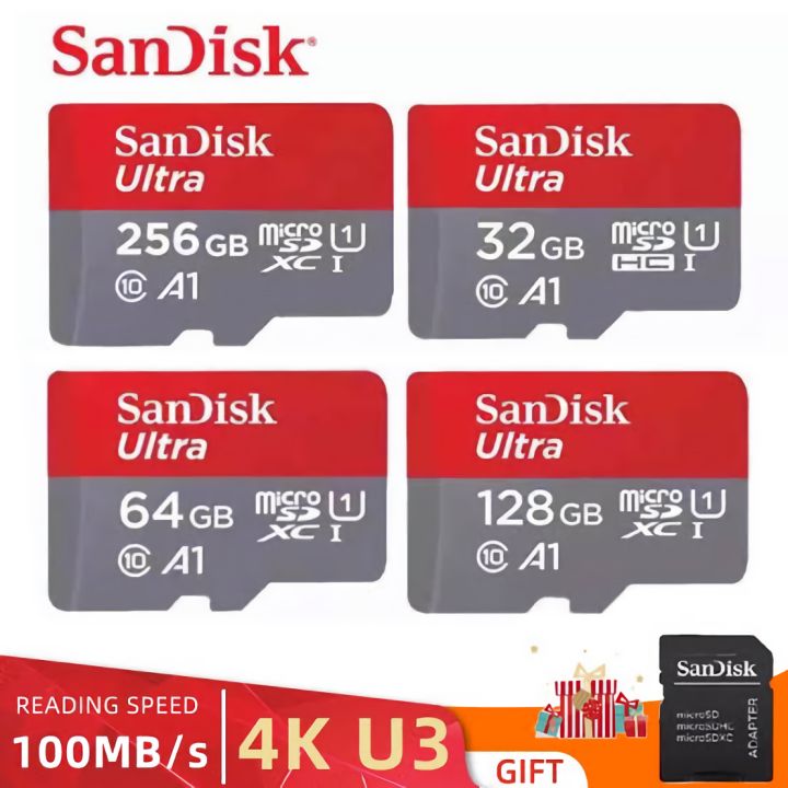 Memory Card 32GB/64GB/128GB/256GB Class 10 100Mbps Micro SD Kartu ...