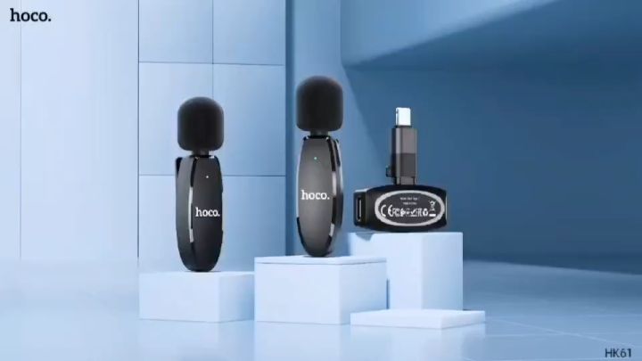 HOCO HK61 ไมค์ไร้สาย 2in1 ไมค์คู่ รองรับทั้ง iOS + Type-C จับเสียง360 ...