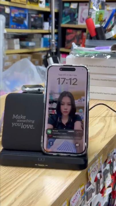 พร้อมส่ง HOCO รุ่น CQ7 แท่นชาร์จไร้สาย ทีชาร์จตั้งโต๊ะ Pass folding 3 ...