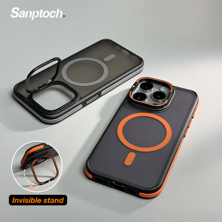 Sanptoch For Magsafe Invisible Stand Phone Case For iPhone 15 14 13 12 ...