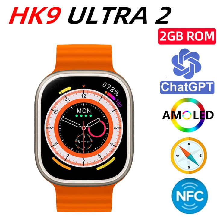 นาฬิกาอัจฉริยะ HK9 ULTRA 2 AMOLED สำหรับผู้ชาย HK8 PRO MAX อัพเกรด chatgpt NFC smartwatch 2GB ...