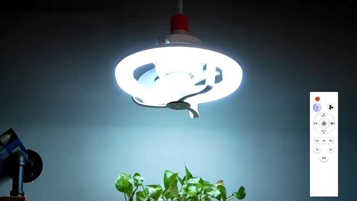 Lampu Kipas Angin Remote Gantung Plafon E27 48W 360 Derajat 3in1 Ceiling Fan Light RGB LED ...