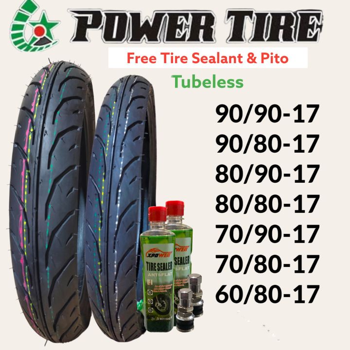 POWER TIRE TUBELESS SIZE 17 WITH TIRE SEALANT & PITO | Lazada PH